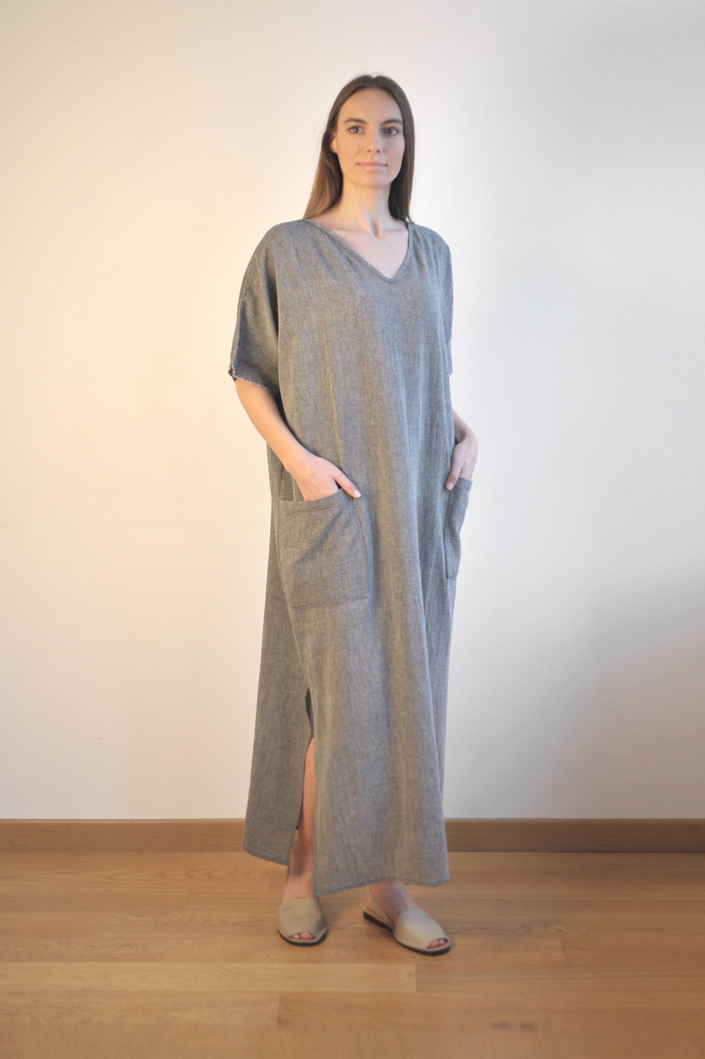Charcoal Sile Caftan - Sile Fabric Collection - Collections